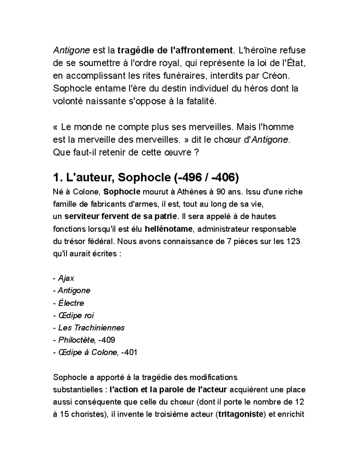 Antigone - analyse littéraire - Antigone est la tragédie de l ...