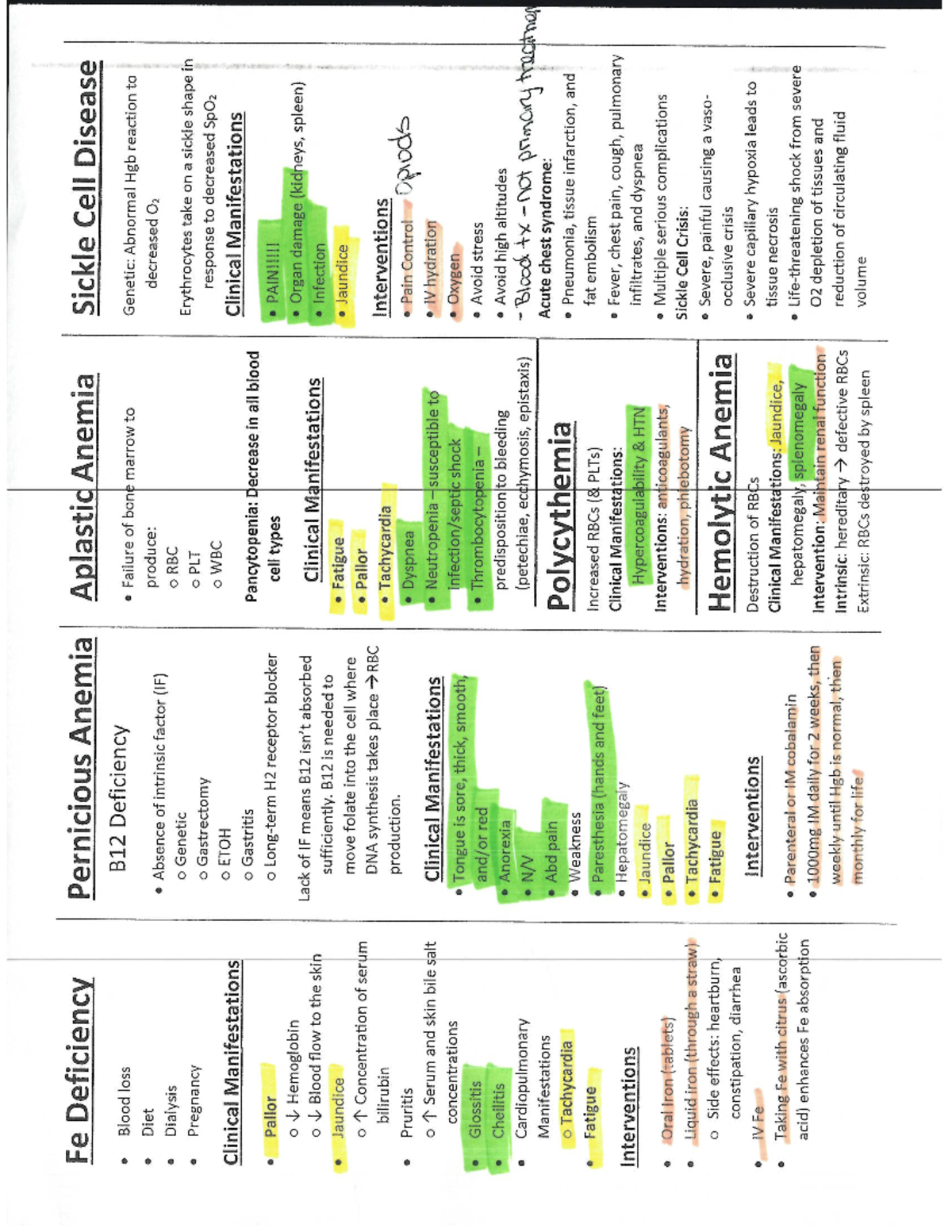 Anemia handout (2) - NUR263 - Studocu