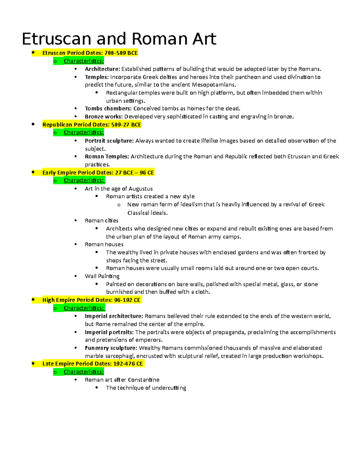 Etruscan and Roman Art - Lecture notes 6 - Etruscan and Roman Art ...