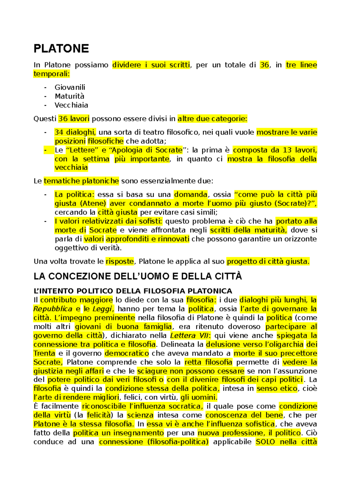 Platone - appunti filosofia - PLATONE In Platone possiamo dividere i ...