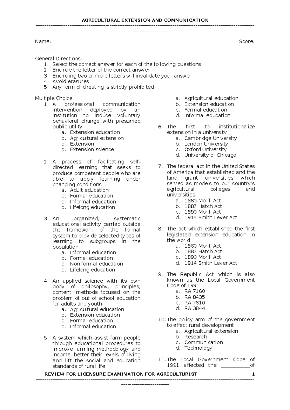 2. Extension - Practice Exam for LEA - Name