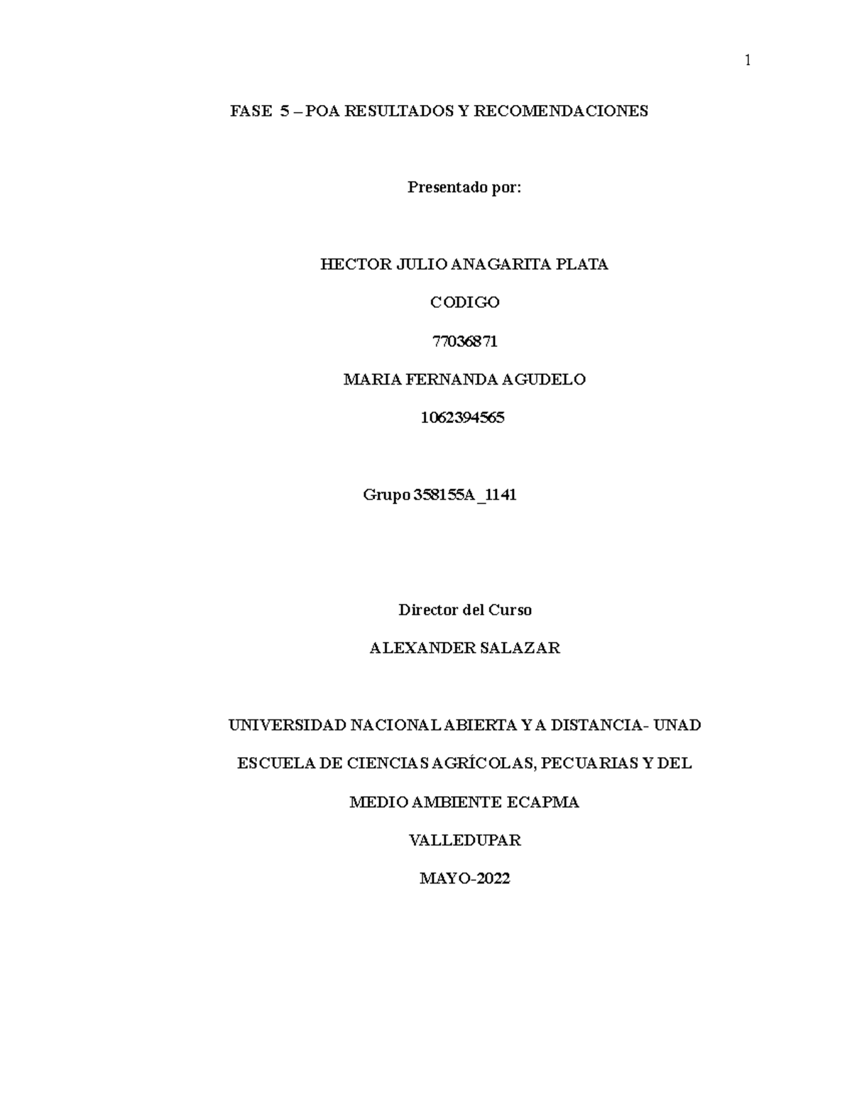 Fase 5 – POA Resultados y recomendaciones. (1) - FASE 5 – POA ...
