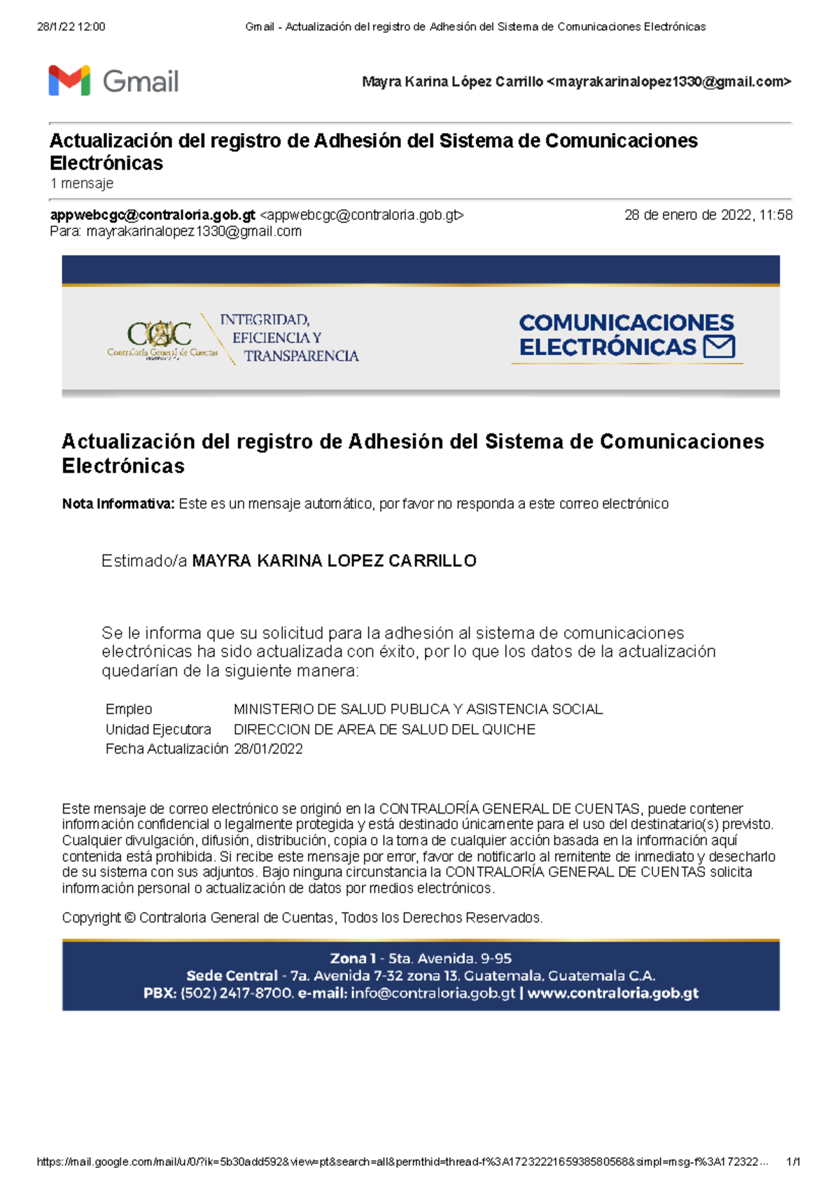 Adhesión del Sistema de Comunicaciones Electrónicas - - Studocu