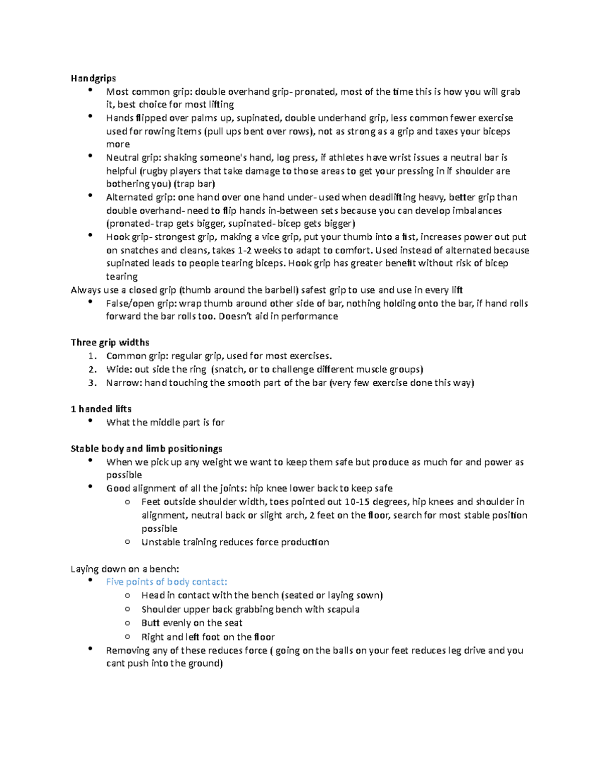 Exercise technique - dr taber notes - Handgrips Most common grip ...