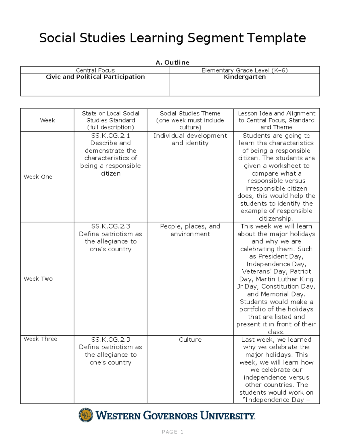 C104 task 1 - Homework - Social Studies Learning Segment Template A ...
