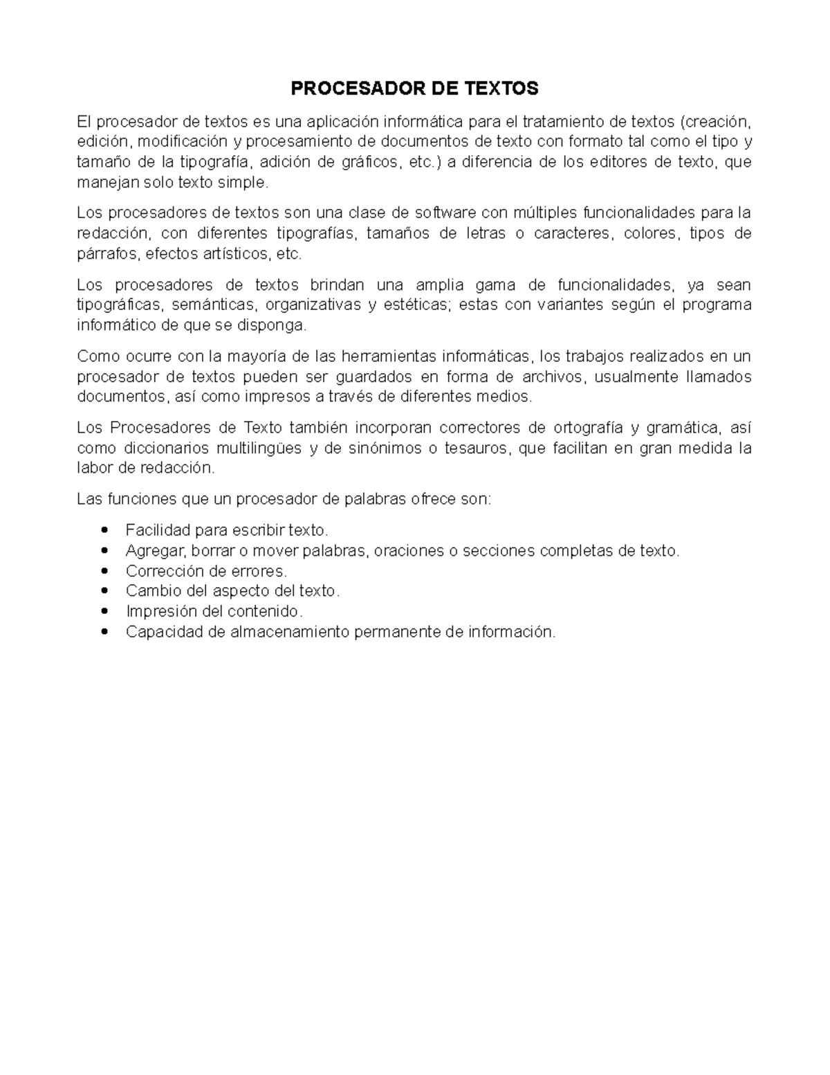 Procesador DE Textos - PROCESADOR DE TEXTOS El procesador de textos es ...