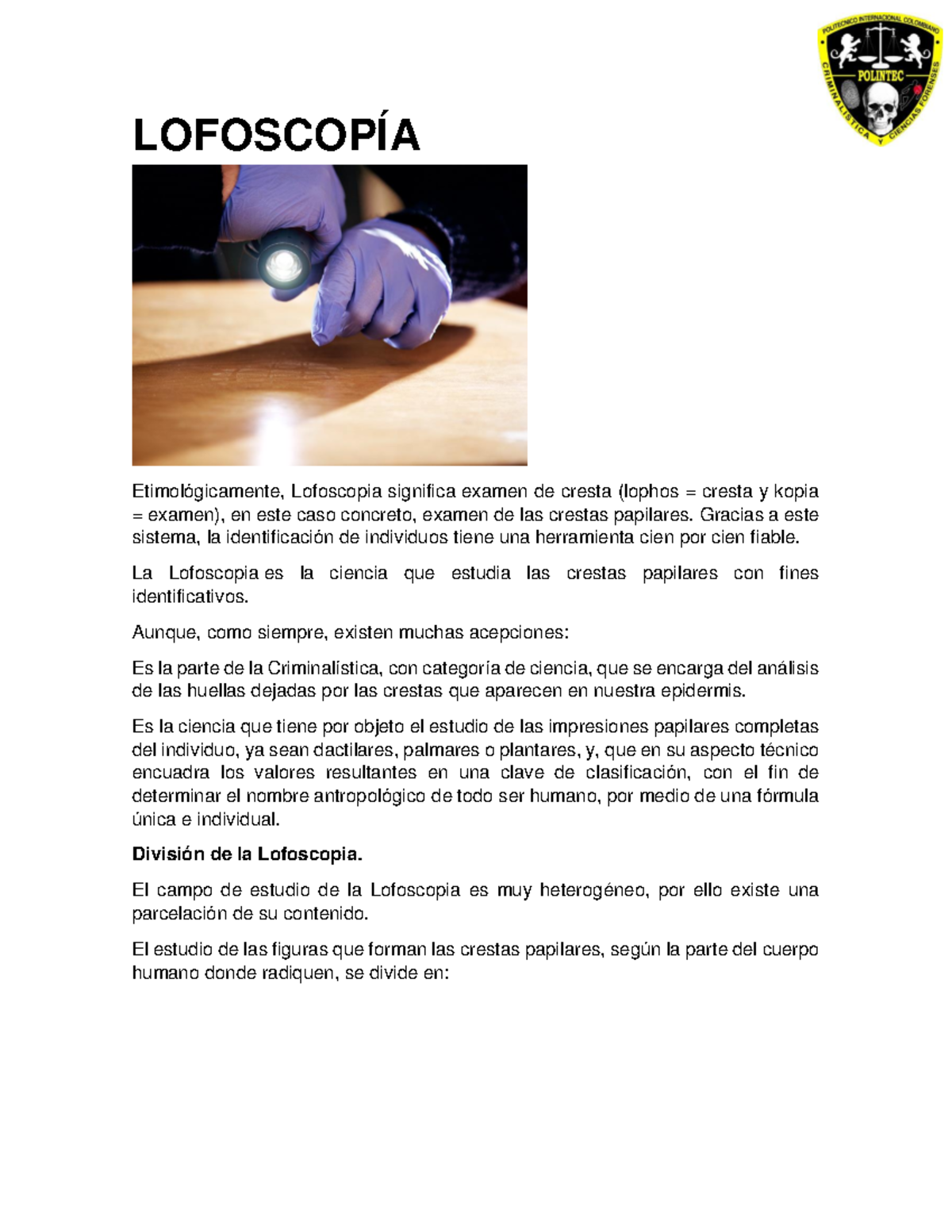 Lofoscopía - Investigación judicial criminalística y ciencias forenses ...