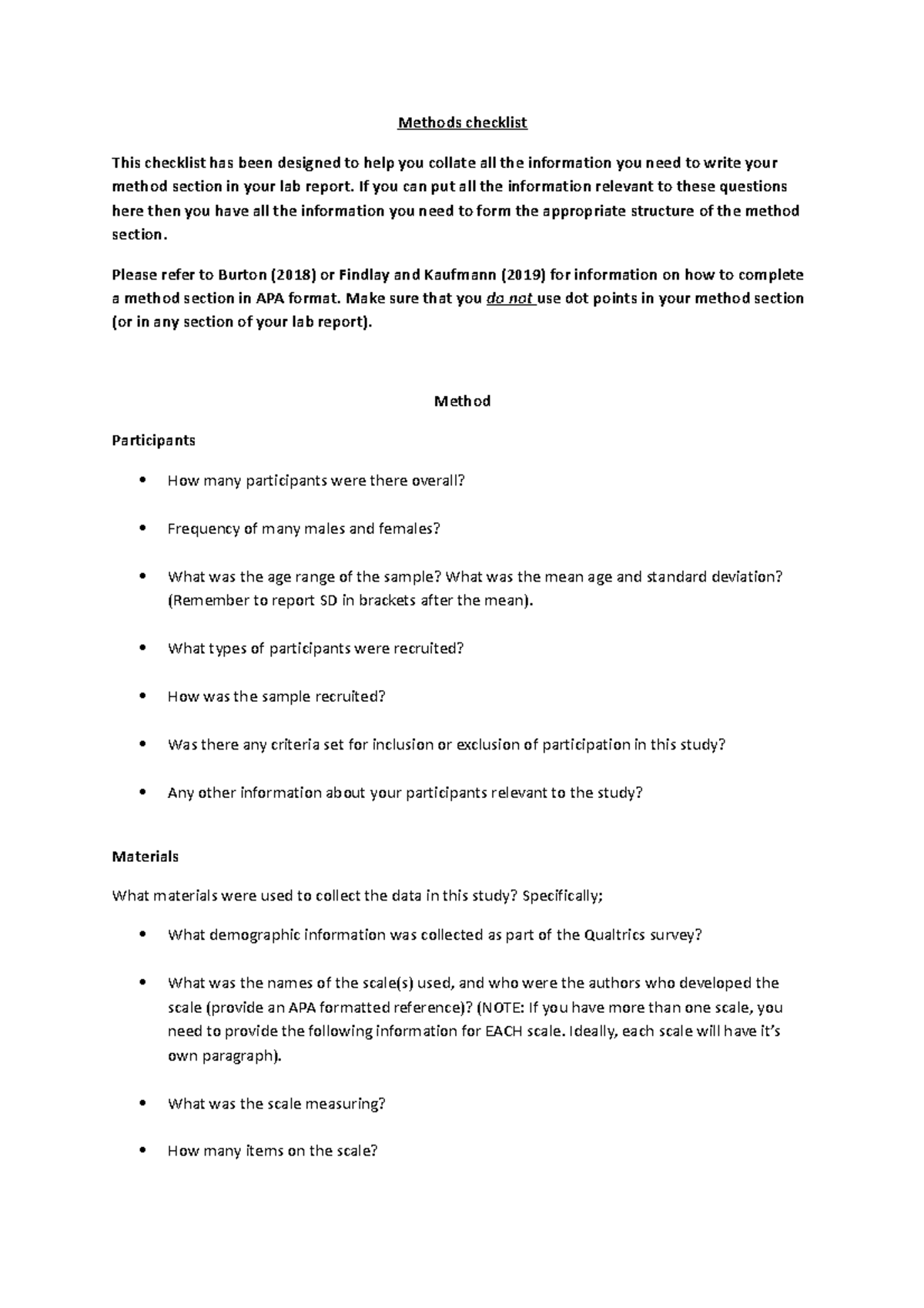 Methods template (2021) - Methods checklist This checklist has been ...