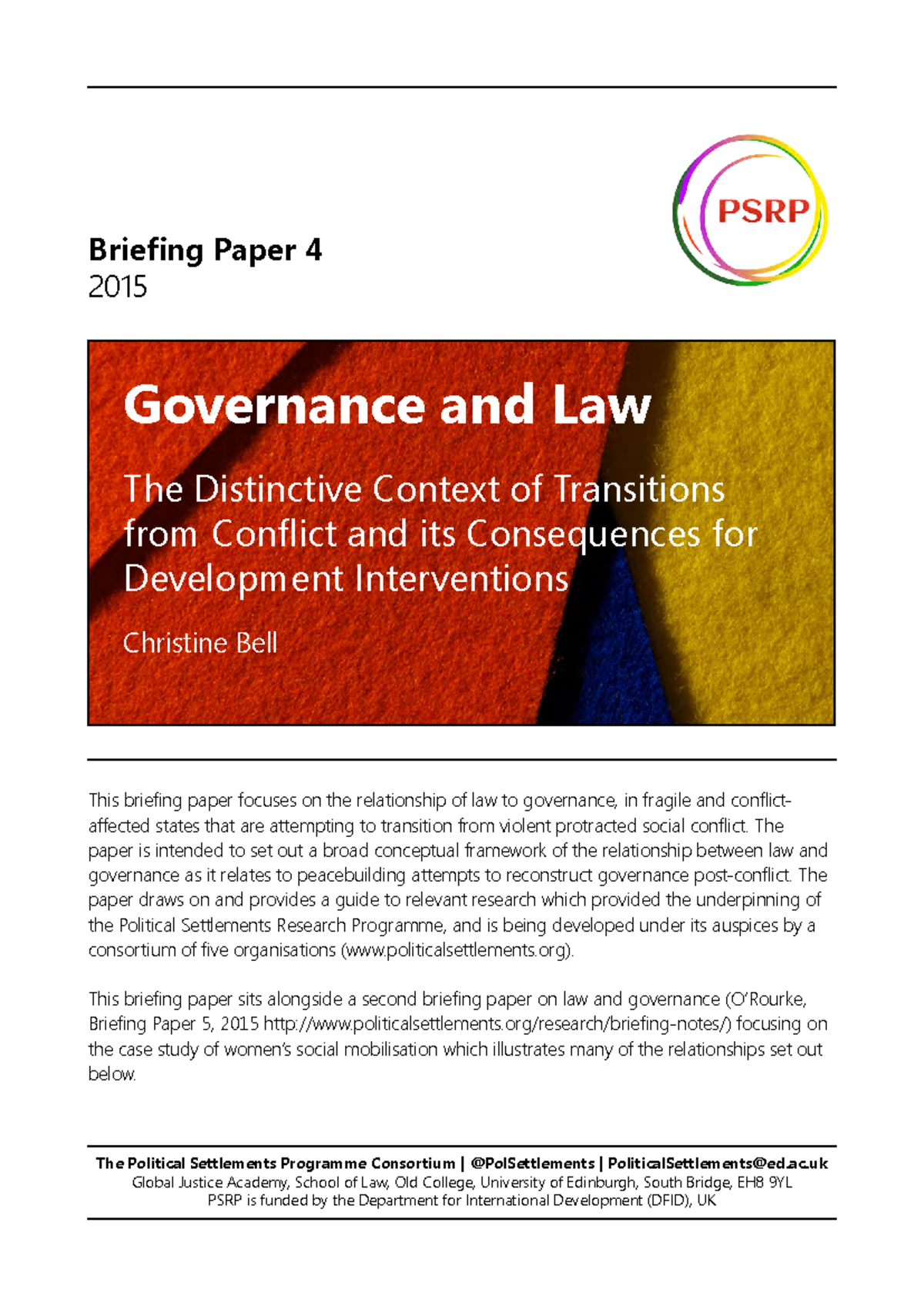 2015 BP 4 Bell Governance-and-Law - Governance and Law The Distinctive ...