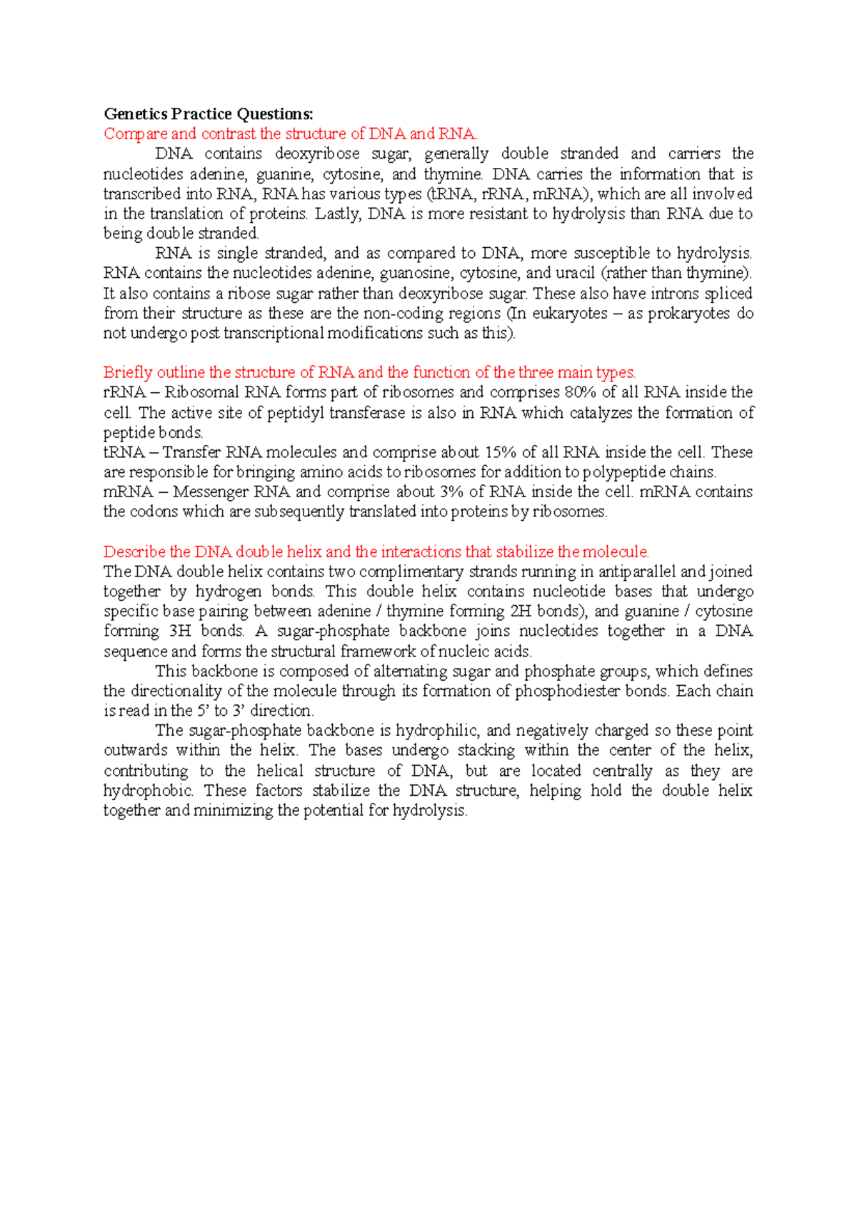 Sample/practice exam 13 April 2017, questions and answers - Genetics ...