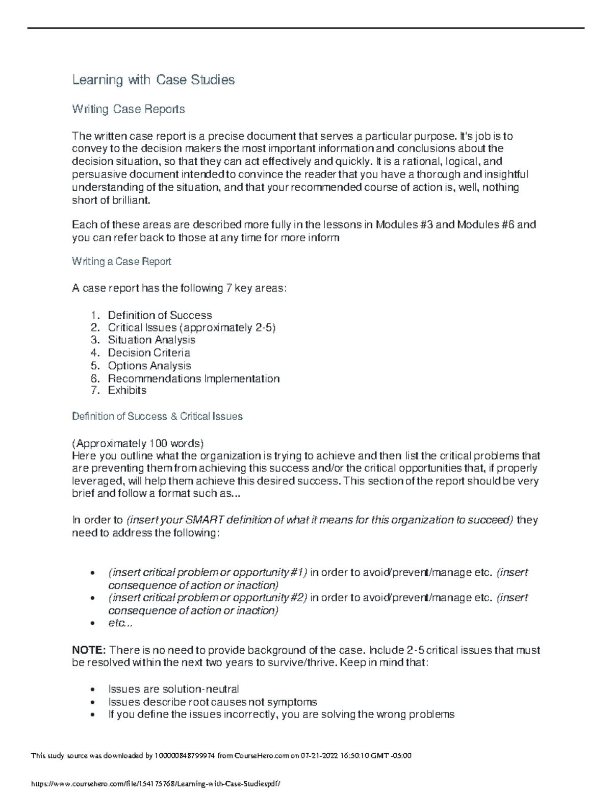 Learning with Case Studies - Learning with Case Studies Writing Case ...