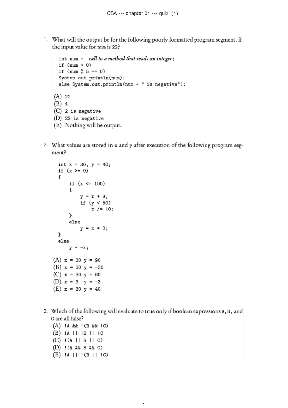CSA-chapter 01-quiz(1)卷子 - Computer Science HL - 1. 2. 3. 4. 5. 6. 9. 10. 11. - Studocu