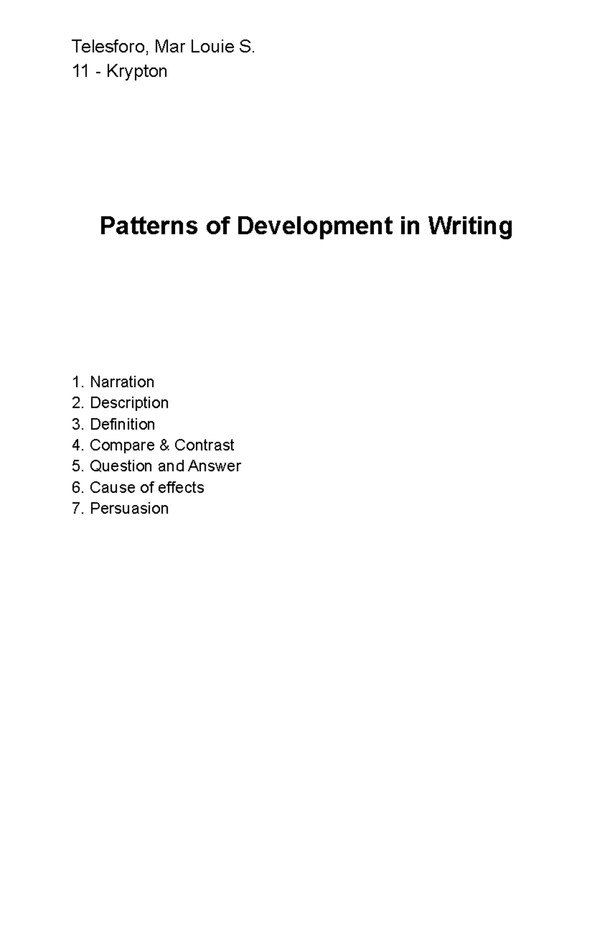 Patterns of Development in Writing-1 - 11 - Krypton Patterns of ...