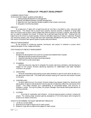 Module 2D Community Development - MODULE 2D: “COMMUNITY DEVELOPMENT ...