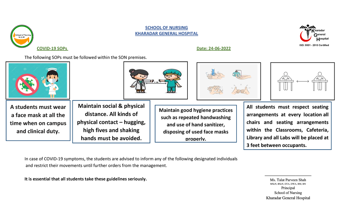 Covid SOPS - updated - SCHOOL OF NURSING KHARADAR GENERAL HOSPITAL ...