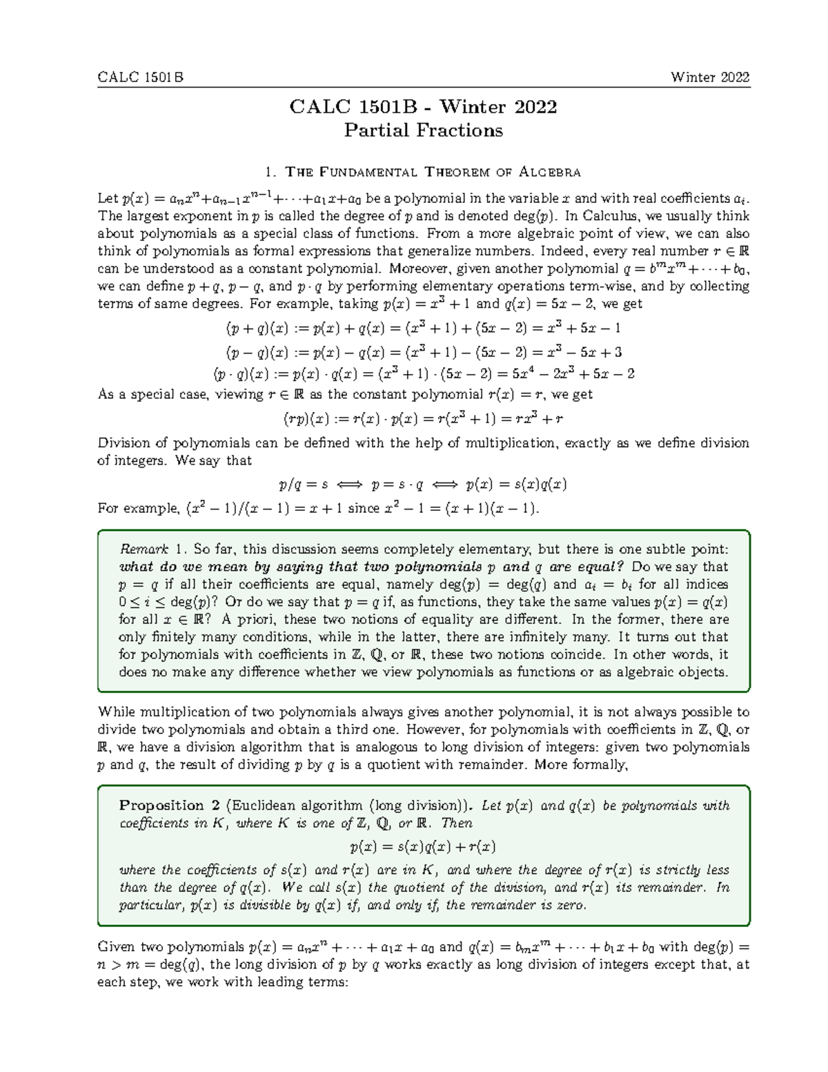 CALC 1501B 2022 Notes On Partial Fractions CALC 1501B Winter 2022 calc-1501b-2022-notes-on-partial-fractions-calc-1501b-winter-2022