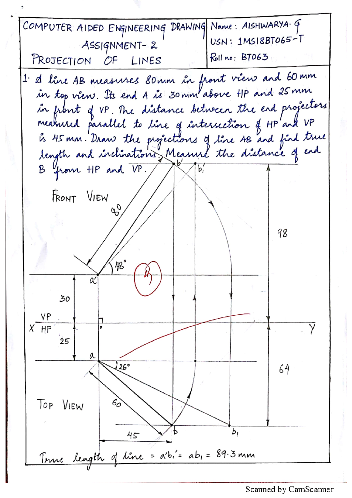 UNIT I Projection of Lines Assignment - Engineering Drawing - Studocu