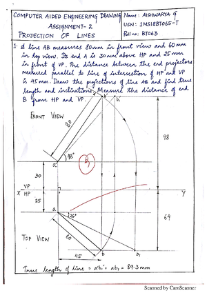 UNIT I Projection of Points Assignment - Engineering Drawing - Studocu