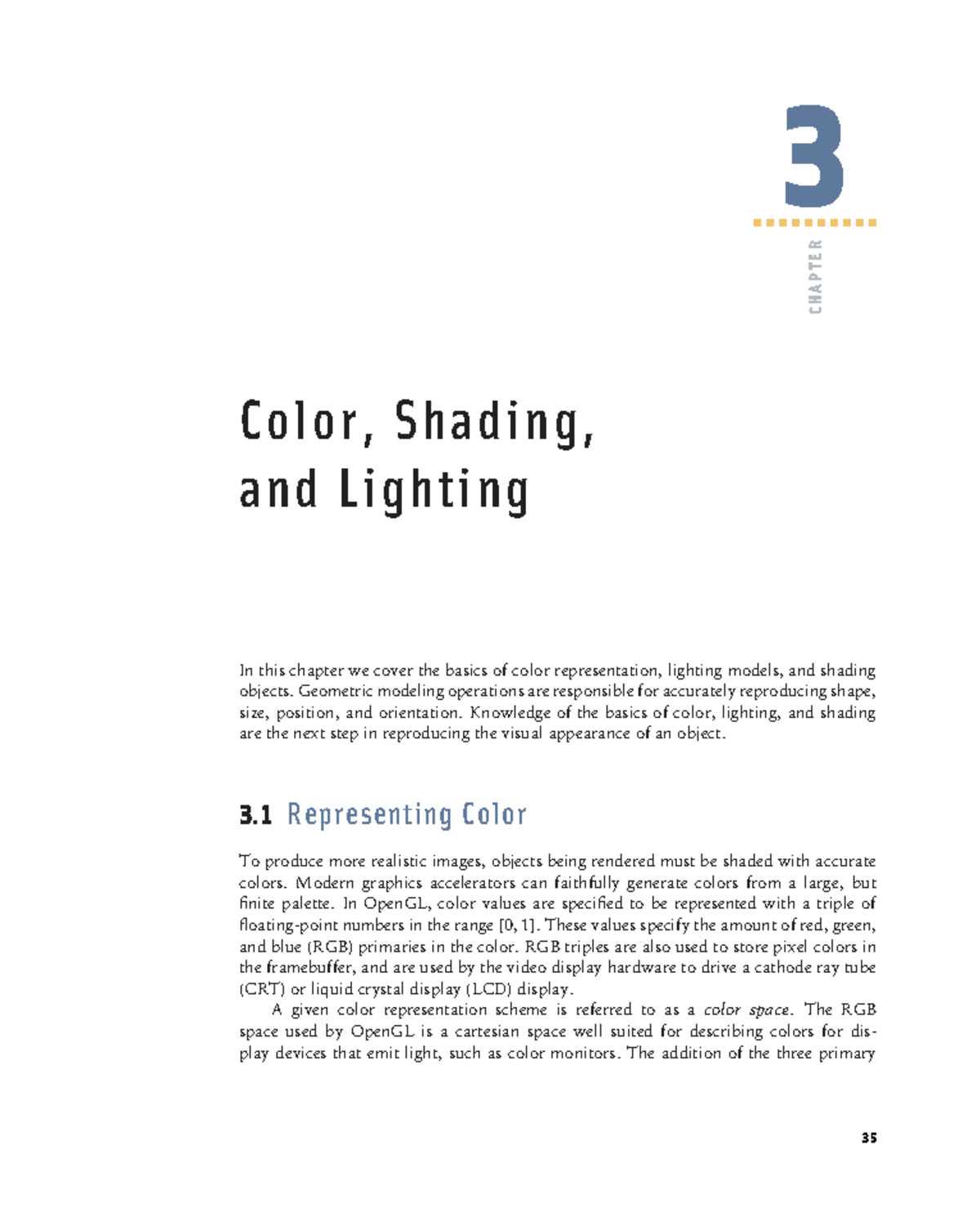 3-s2 - n/a - 3 C H A P T E R Color, Shading, and Lighting In this ...