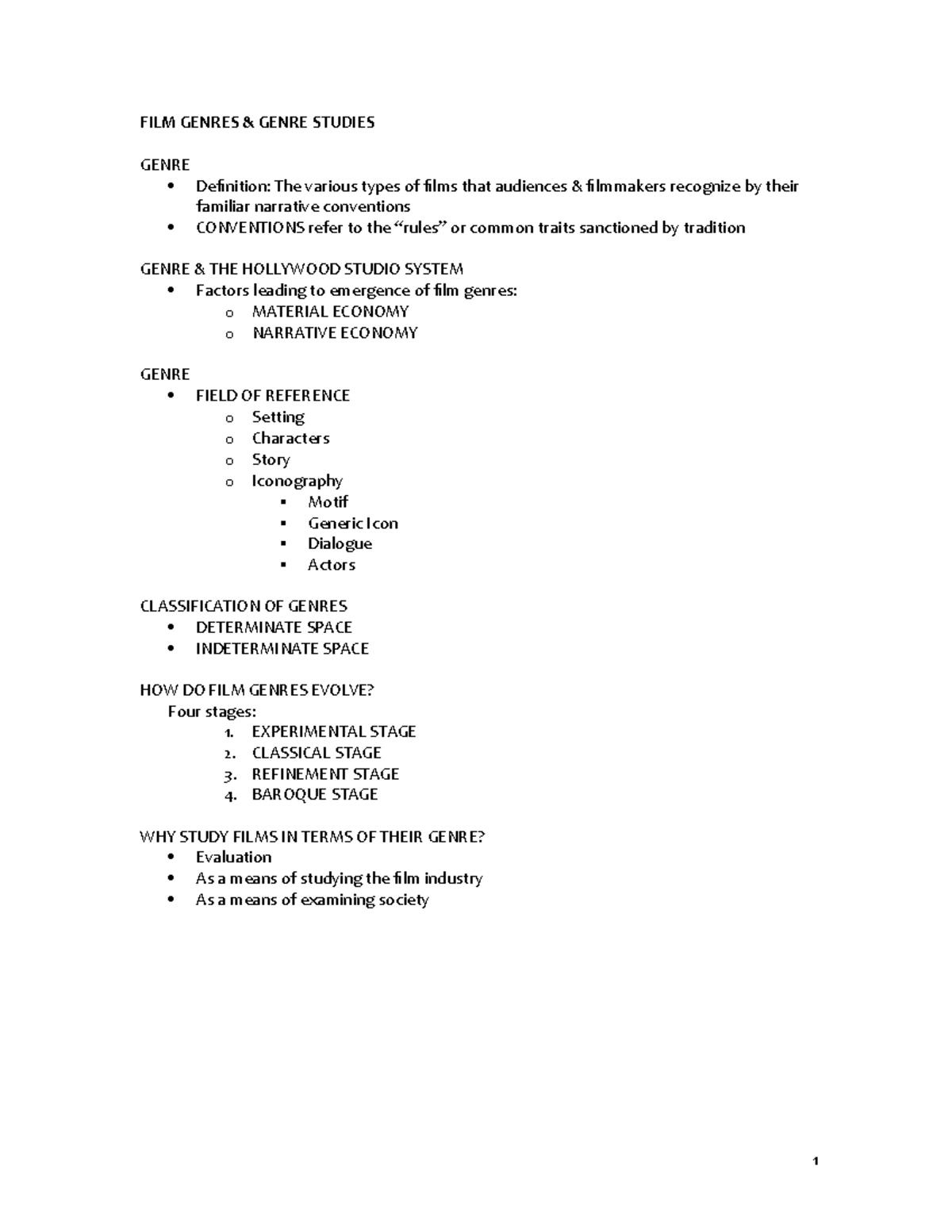 Film Genres and Genre Studies - FILM GENRES & GENRE STUDIES GENRE ...