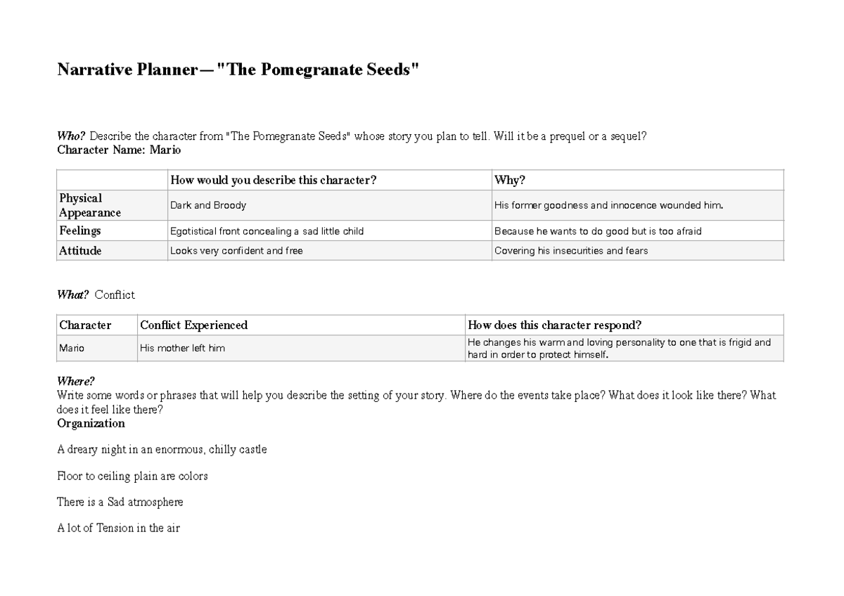 1 - assignement - Narrative Planner—"The Pomegranate Seeds" Who ...