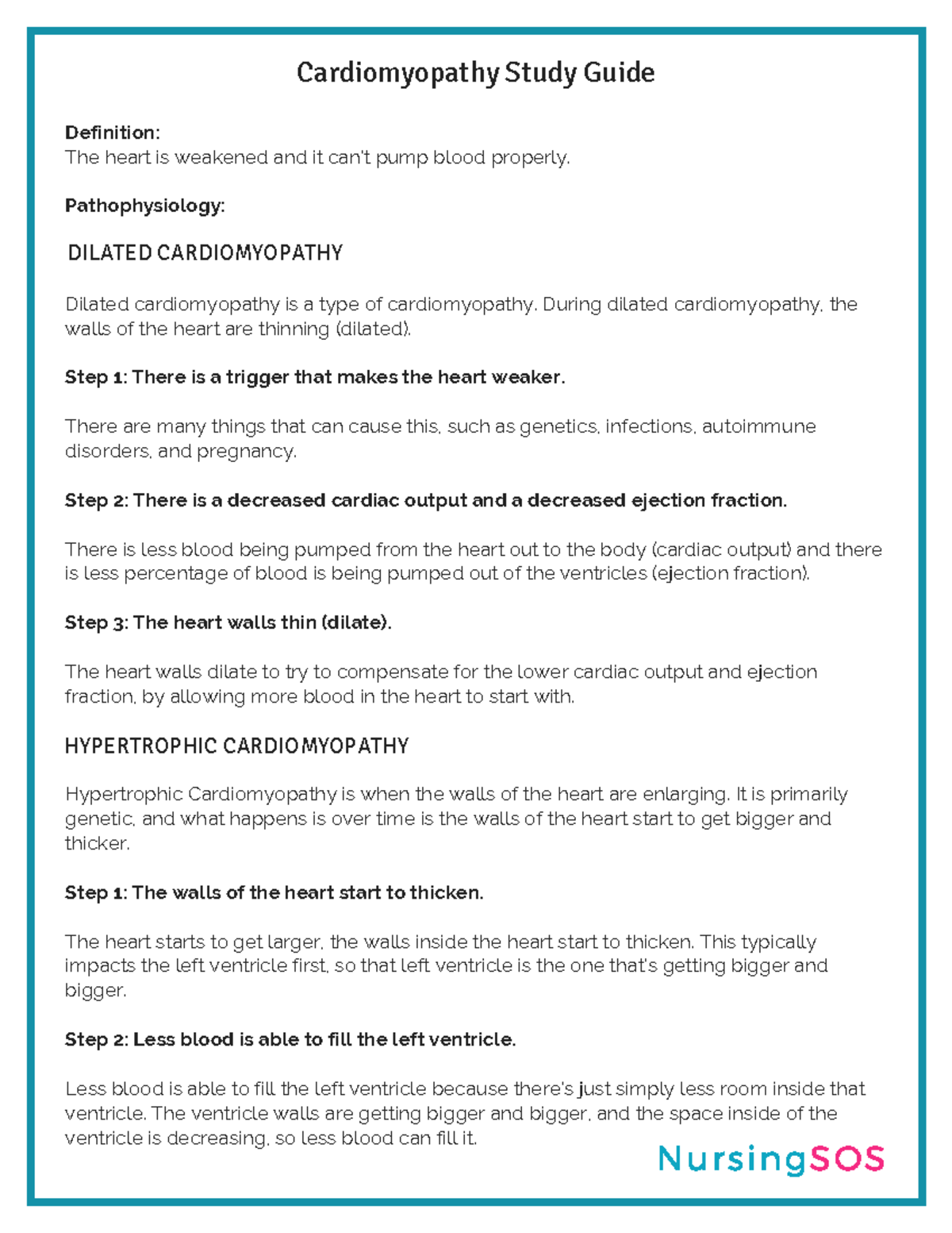 Cardiomyopathy study guide - **Definition: ** The heart is weakened and ...