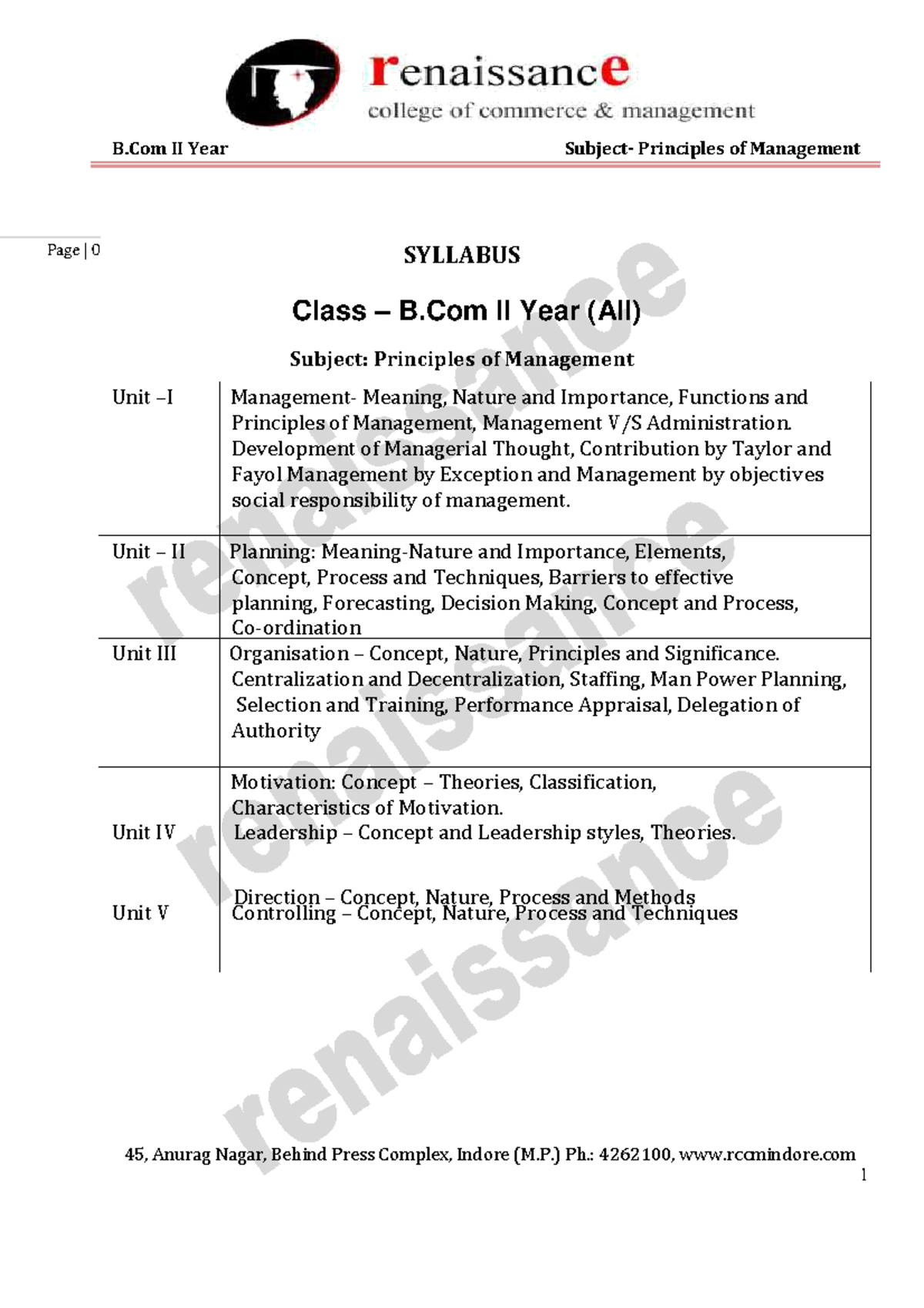 POM-final - Bca - Page | 0 SYLLABUS Class – B II Year (All) Subject ...