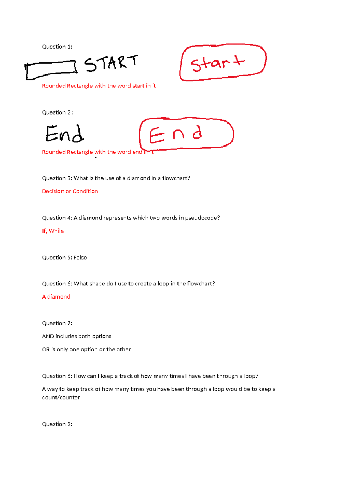 Flowchart Practice - Question 1: Rounded Rectangle with the word start ...