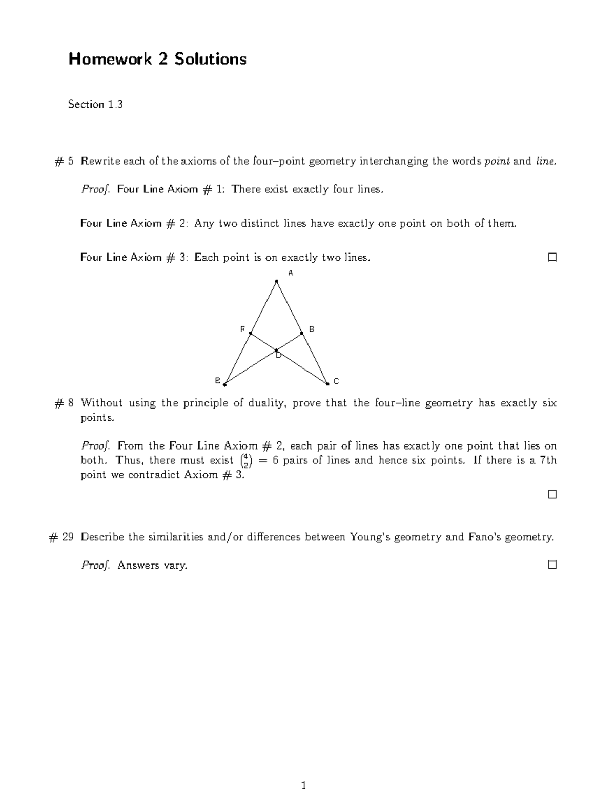 Hmk-2 - None - Homework 2 Solutions Section 1. 5 Rewrite each of the axioms of the four–point ...