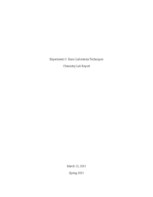 Density lab report - Chemistry Lab Report Experiment 1: Density ...