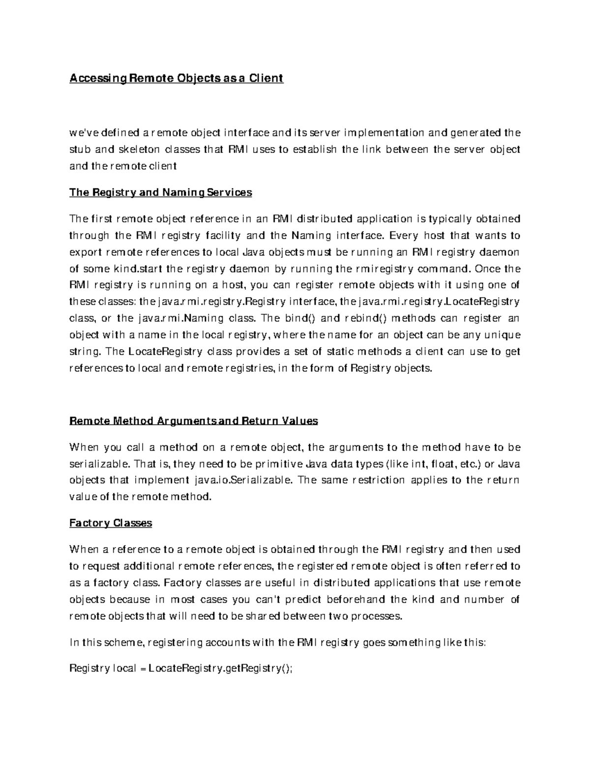 Rmix Defining Remote Objects Creating Remotely Objects Key Rmi Classes For Remote