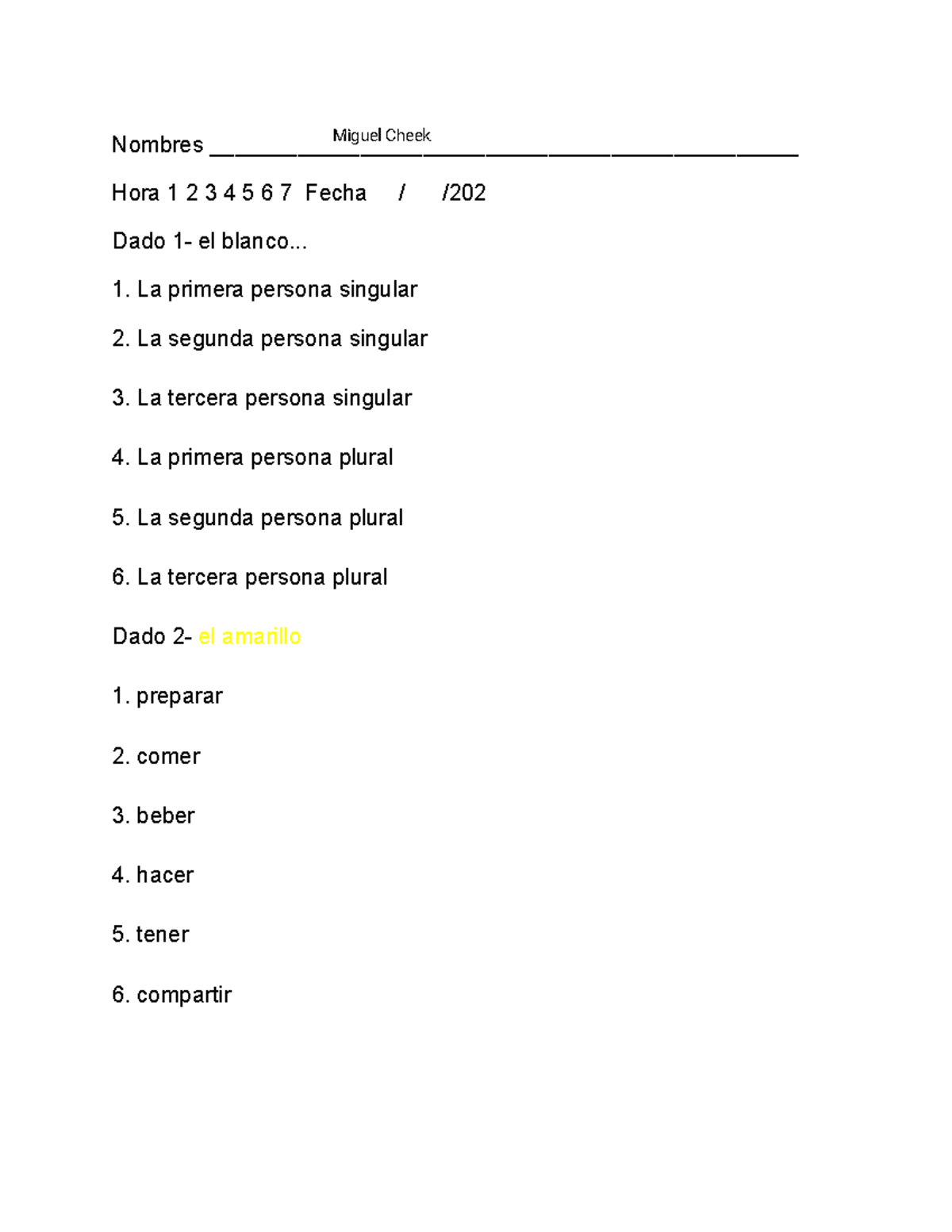 Spanish Kami Export - Austin Cheek - Los dados para verbos de 3B ...