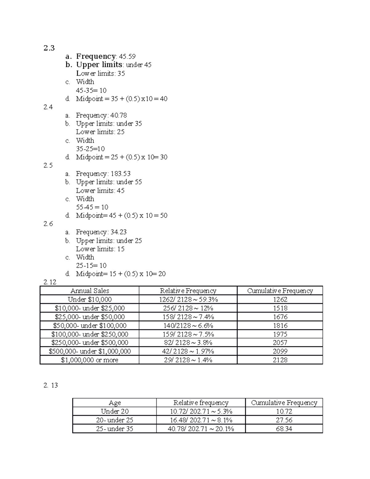HW2 - Homework p2 - c. Width - a. Frequency: 45. - b. Upper limits ...