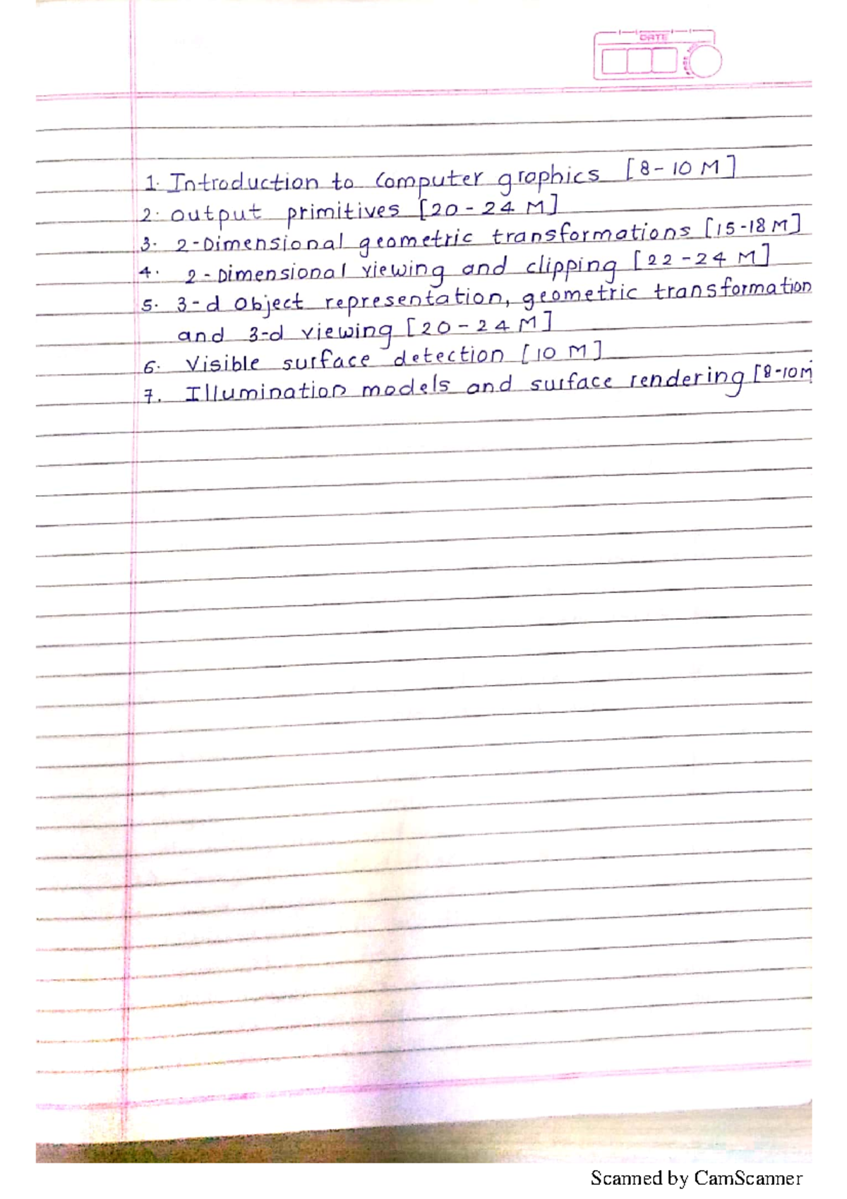 CG Class Notebook - It is our cg lecture notes - DATE FAR 1 ...