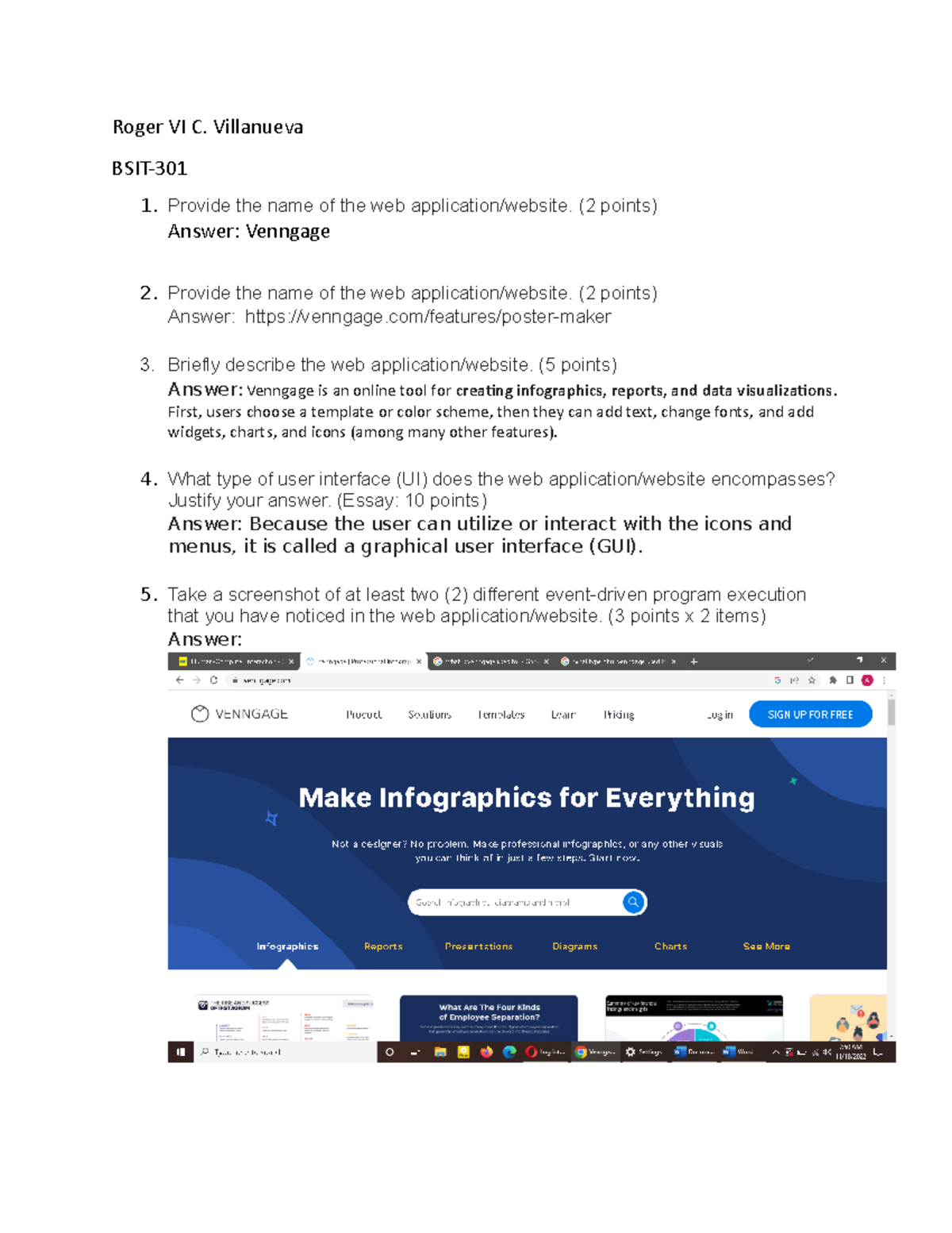 Roger VI C - task performance hci - Roger VI C. Villanueva BSIT- Provide the name of the web ...