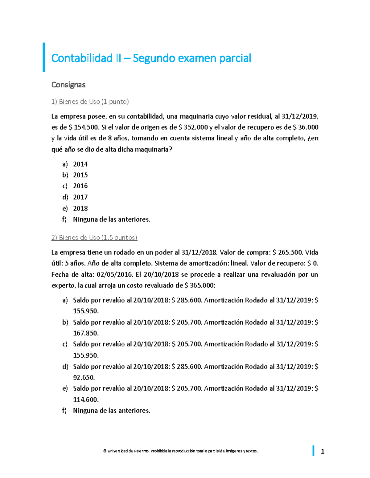 Contabilidad II - Segundo examen parcial - Contabilidad II – Segundo examen parcial Consignas ...