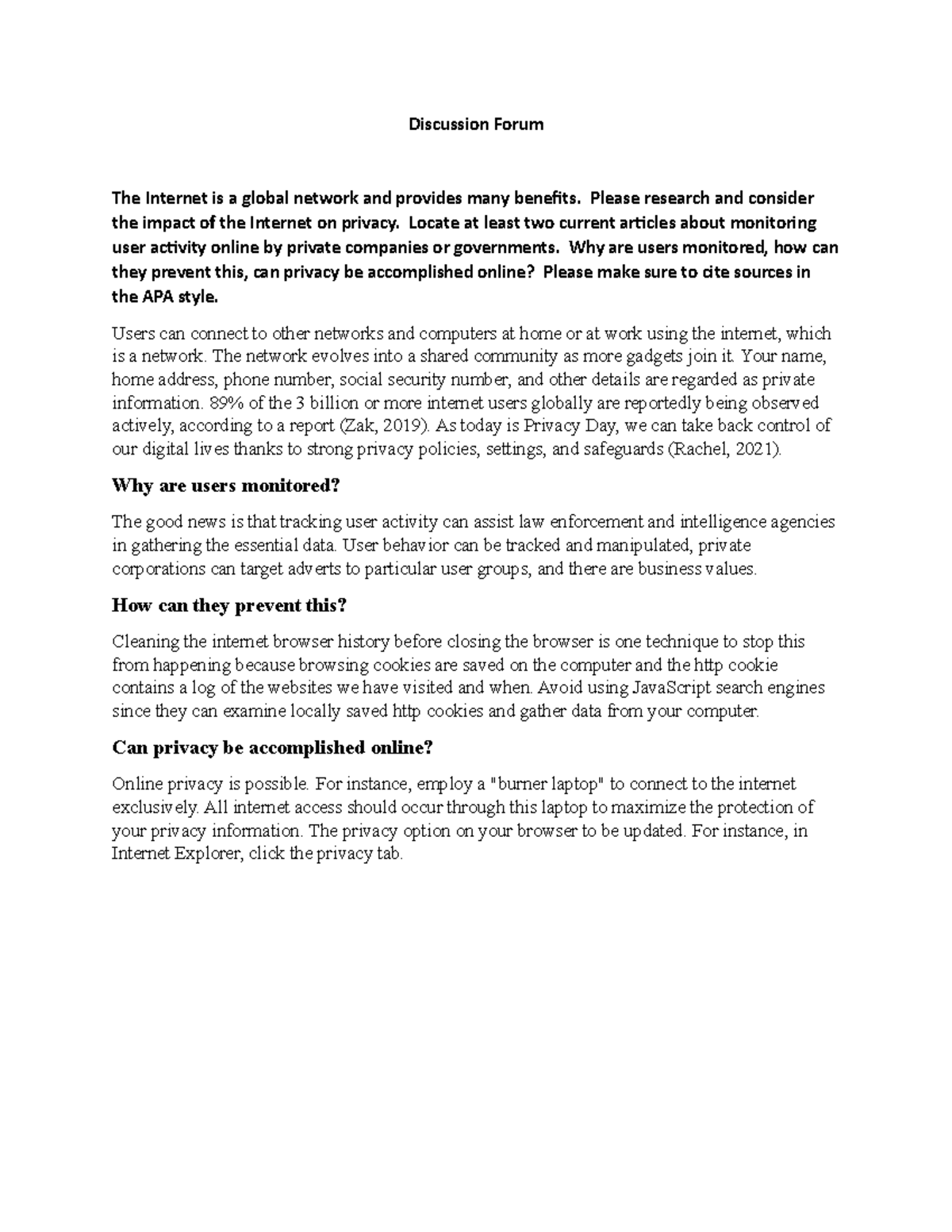 Discussion Forum - Discussion Forum The Internet is a global network ...