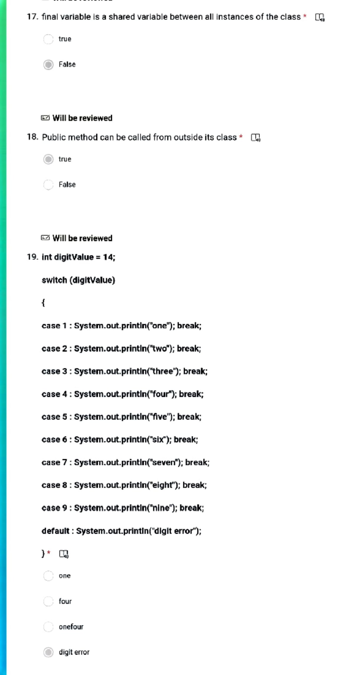 Oop mid - final variable is a shared variable between all instances of the class * true EZ Will ...