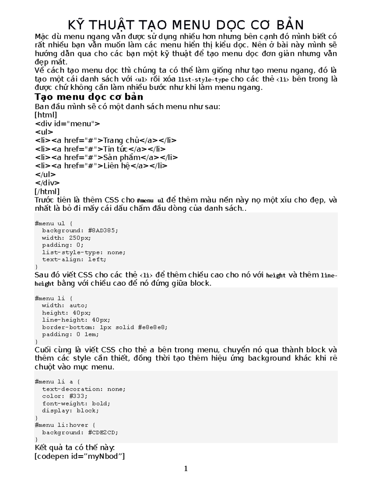 Thực Hành Css Web 112 KỸ ThuẬt TẠo Menu DỌc CƠ BẢn Mặc Dù Menu Ngang Vẫn được Sử Dụng Nhiều