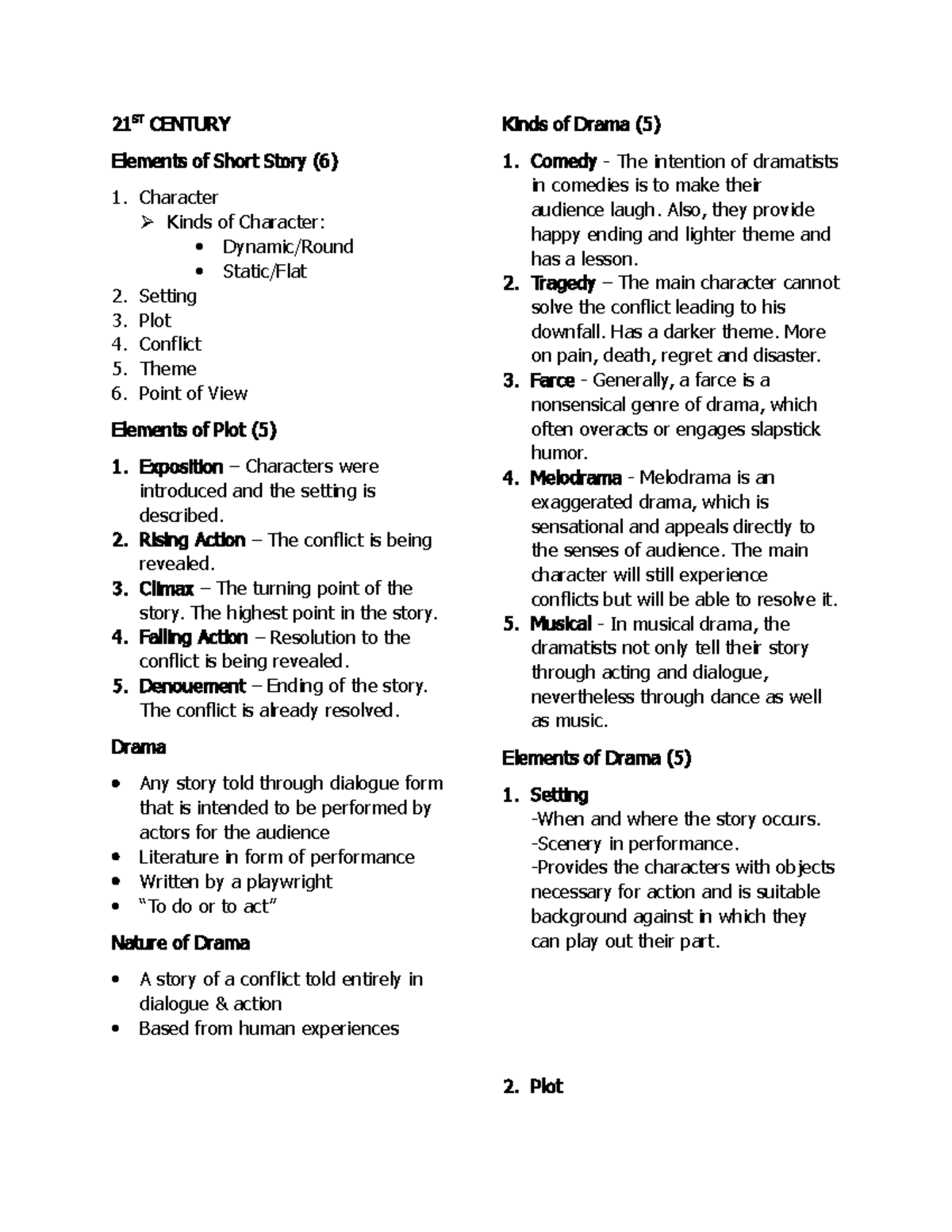 21ST- Century- Reviewer - 21 ST CENTURY Elements of Short Story (6 ...