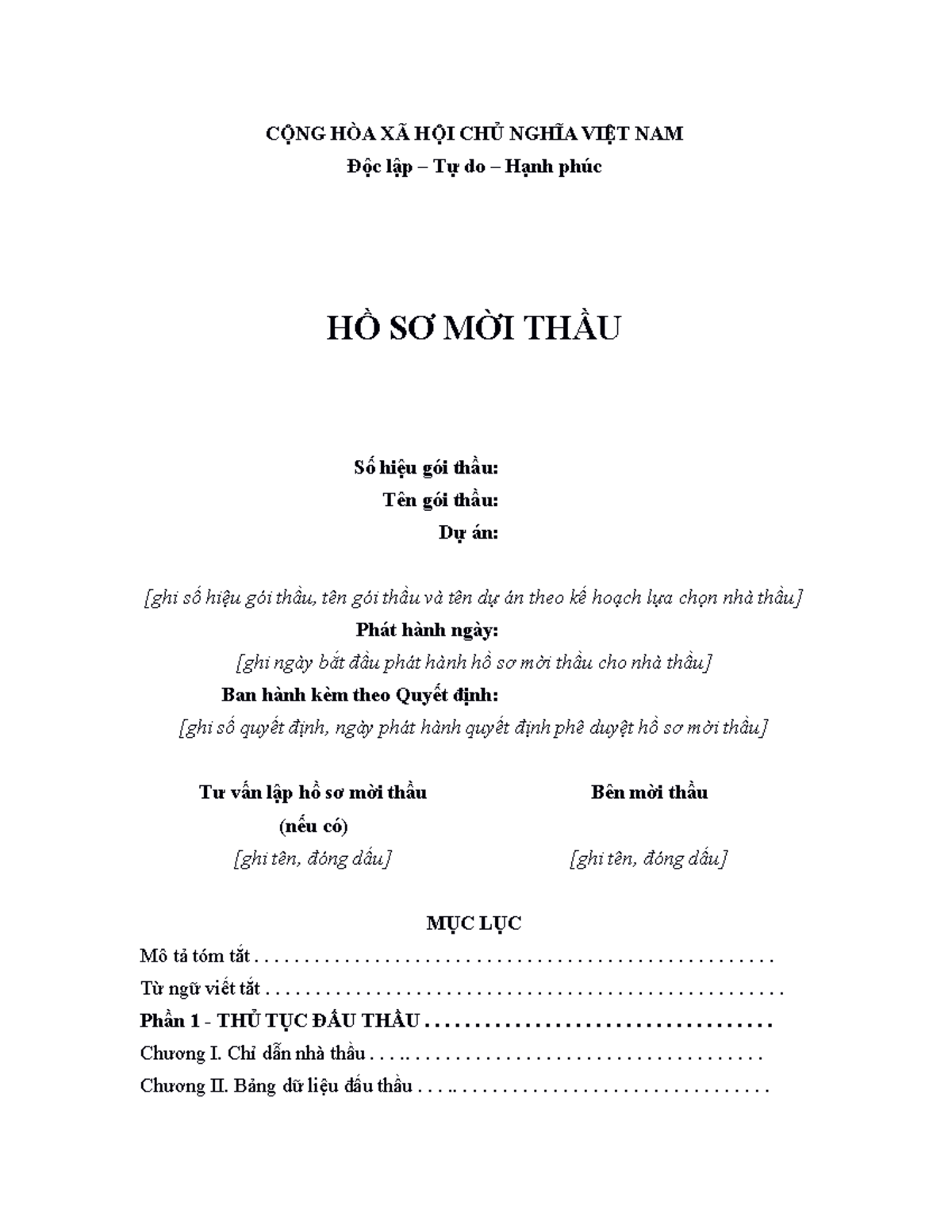 Ho So Moi Thau - ho so moi thau cung ung giuong benh - CỘNG HÒA XÃ HỘI ...