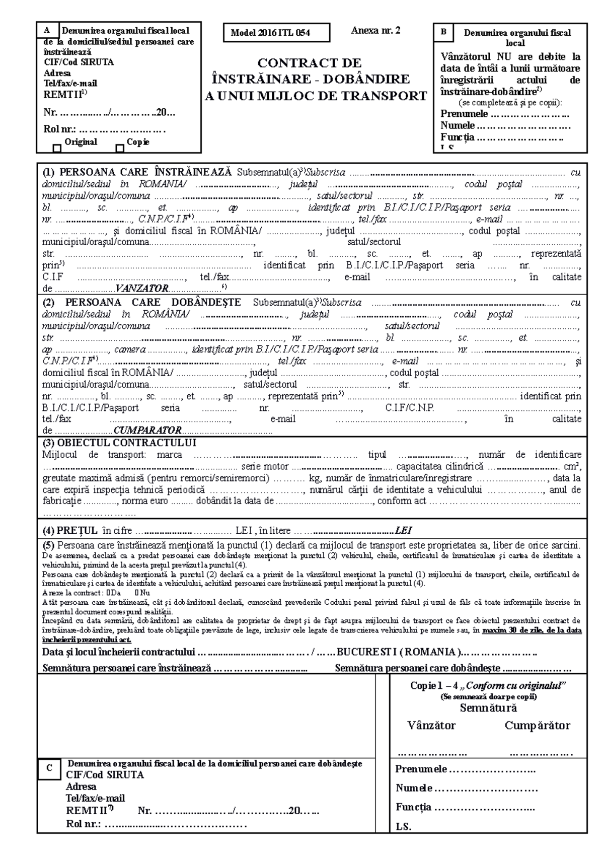 Contract DE Instrainare- Dobandire A UNUI Mijloc DE Transport-AUTO ...