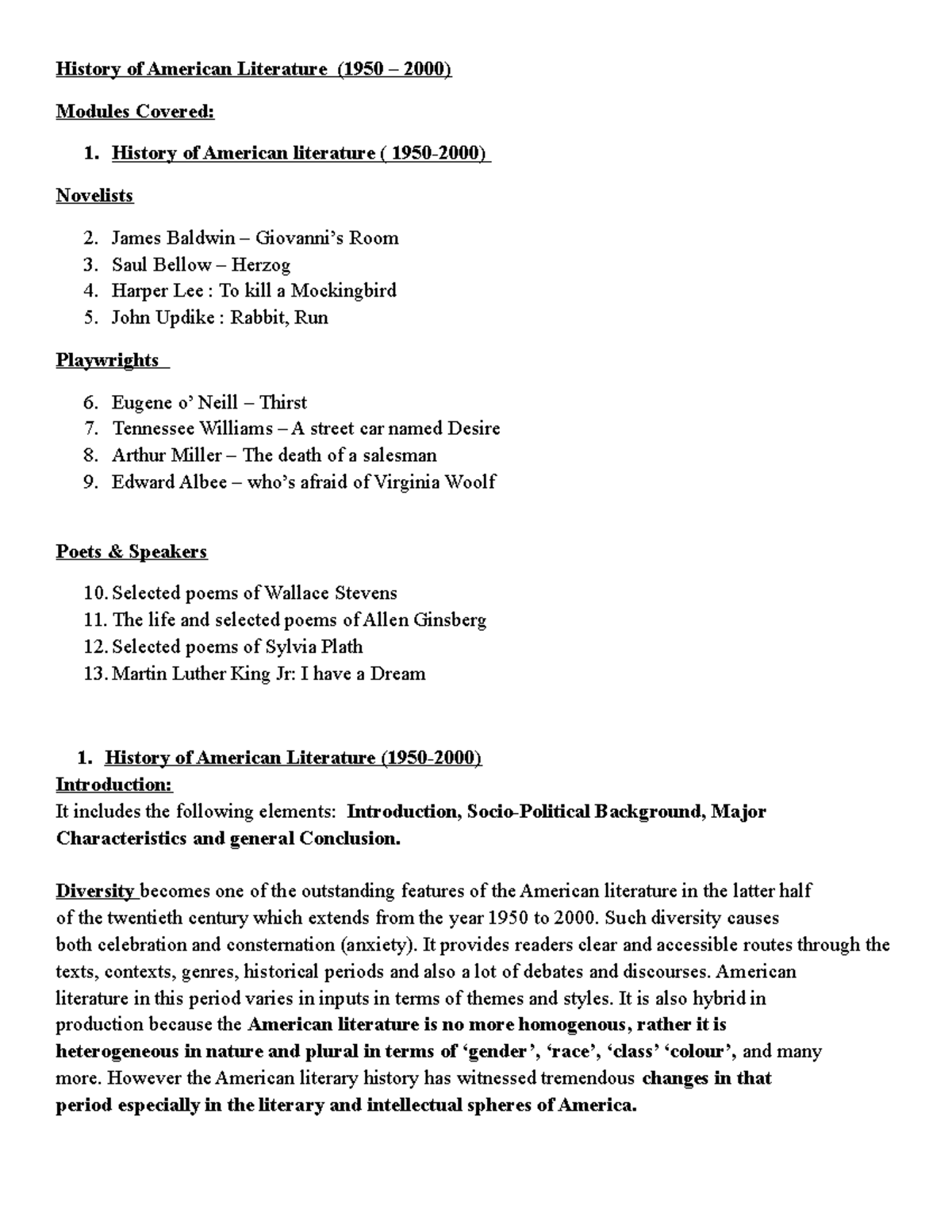 History of American Literature beginning from 1950 - 2000 ( details ...