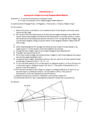 Fieldwork 1 - About Laying out a Simple Curve by Deflection Angle Method - Fieldwork No. 1 ...