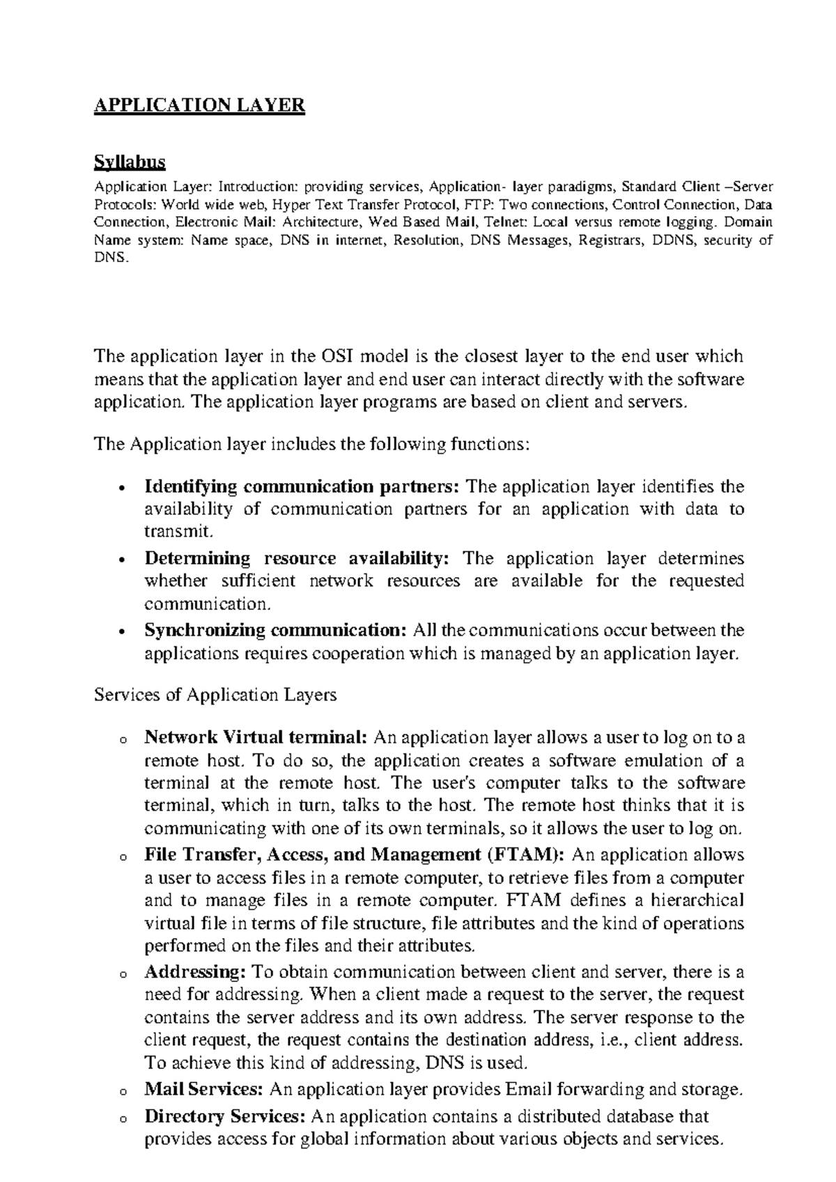 Cn Module 5 Application Layer Application Layer Syllabus Application Layer Introduction