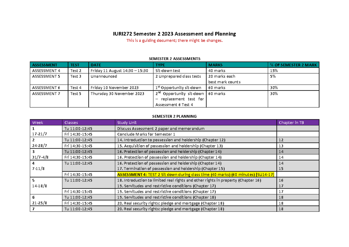 IURI272 Semester 2 2023 Planning and Assessment - IURI272 Semester 2 2023 Assessment and ...