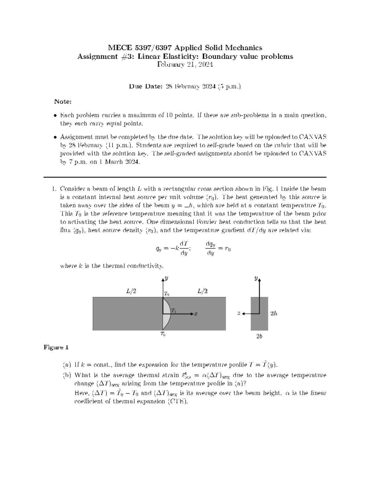HW3 - Homework - MECE 5397 / 6397 Applied Solid Mechanics Assignment # 3 : Linear Elasticity ...