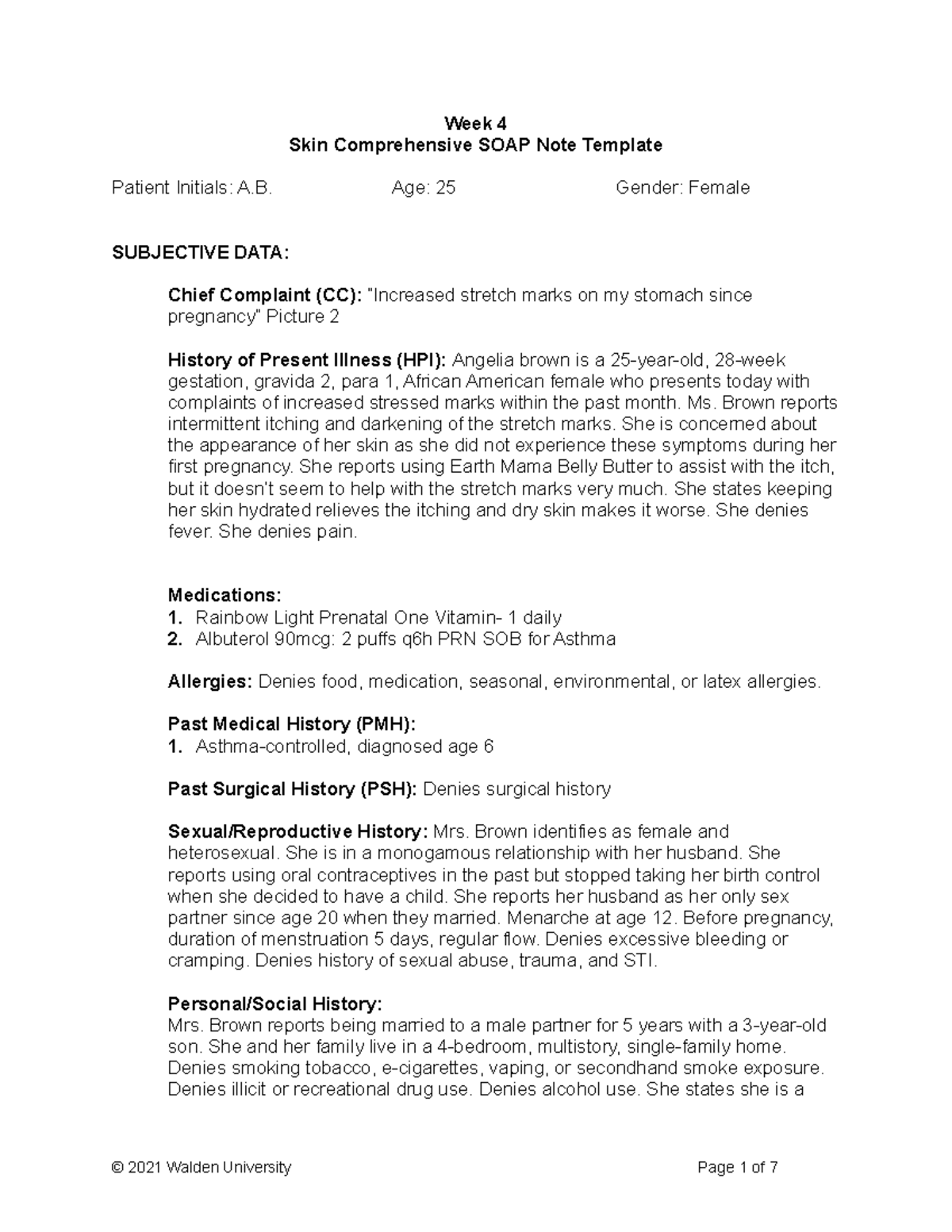 WK4Assgn 1Campbell C - Skin Comprehensive SOAP note-pregnancy stretch ...