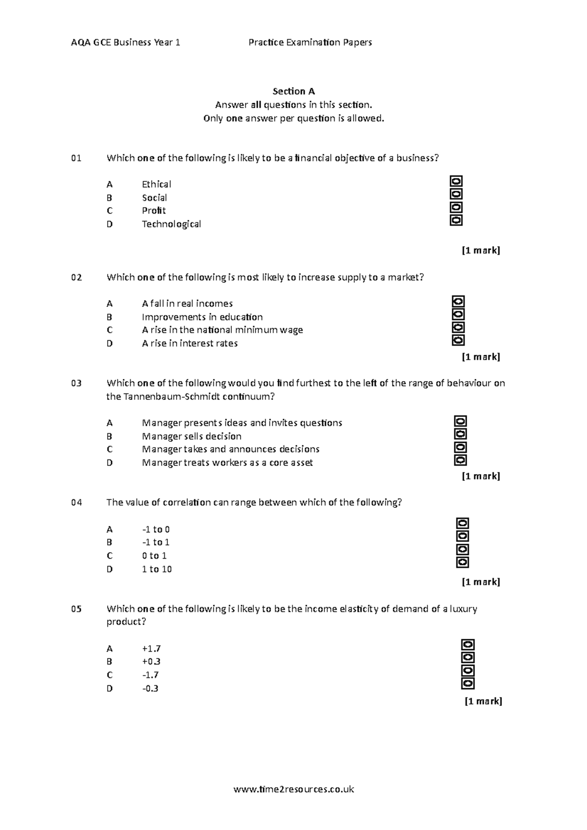 Paper 1 - sjjejqrq - Section A Answer all questions in this section ...