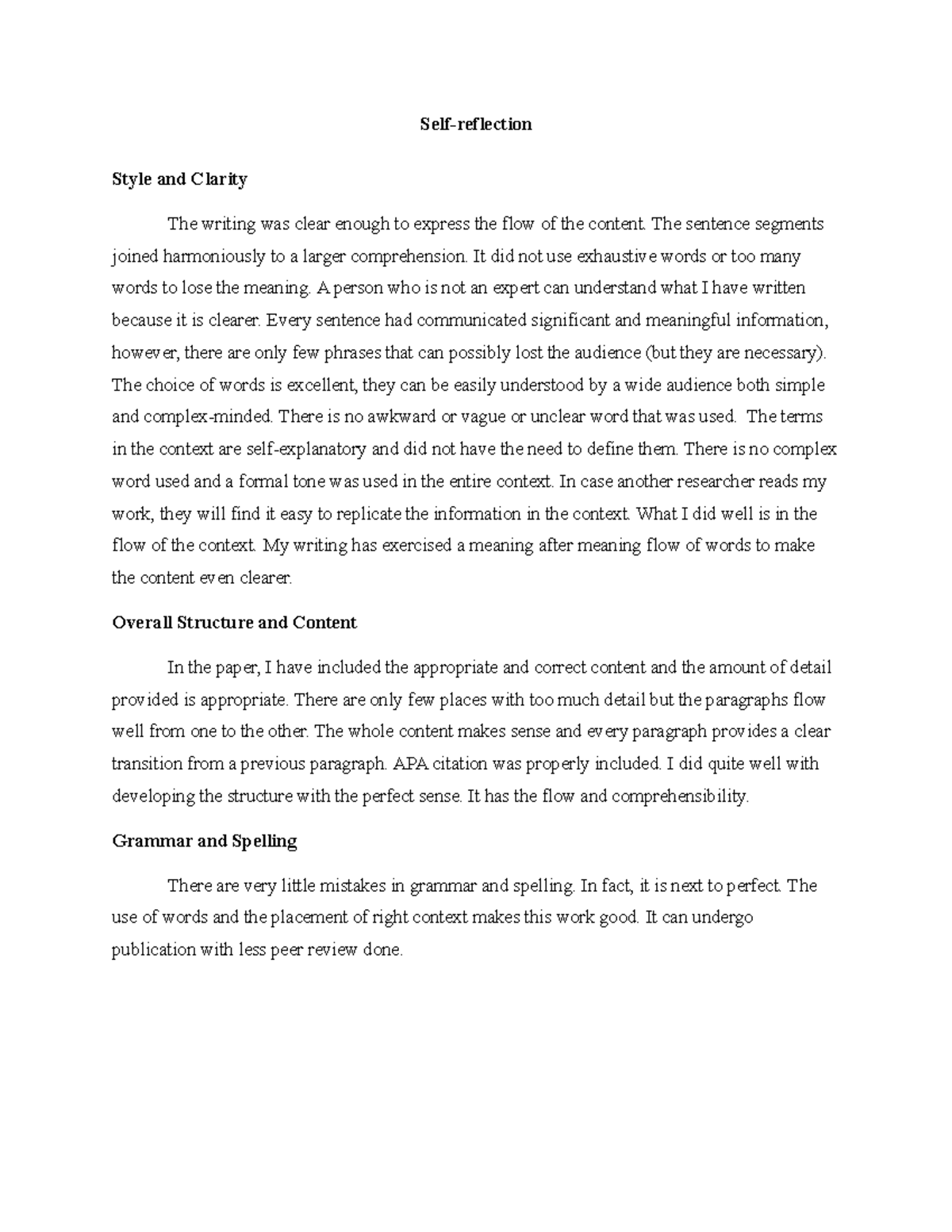 Self-Reflection - Self-Reflection - Self-reflection Style and Clarity ...